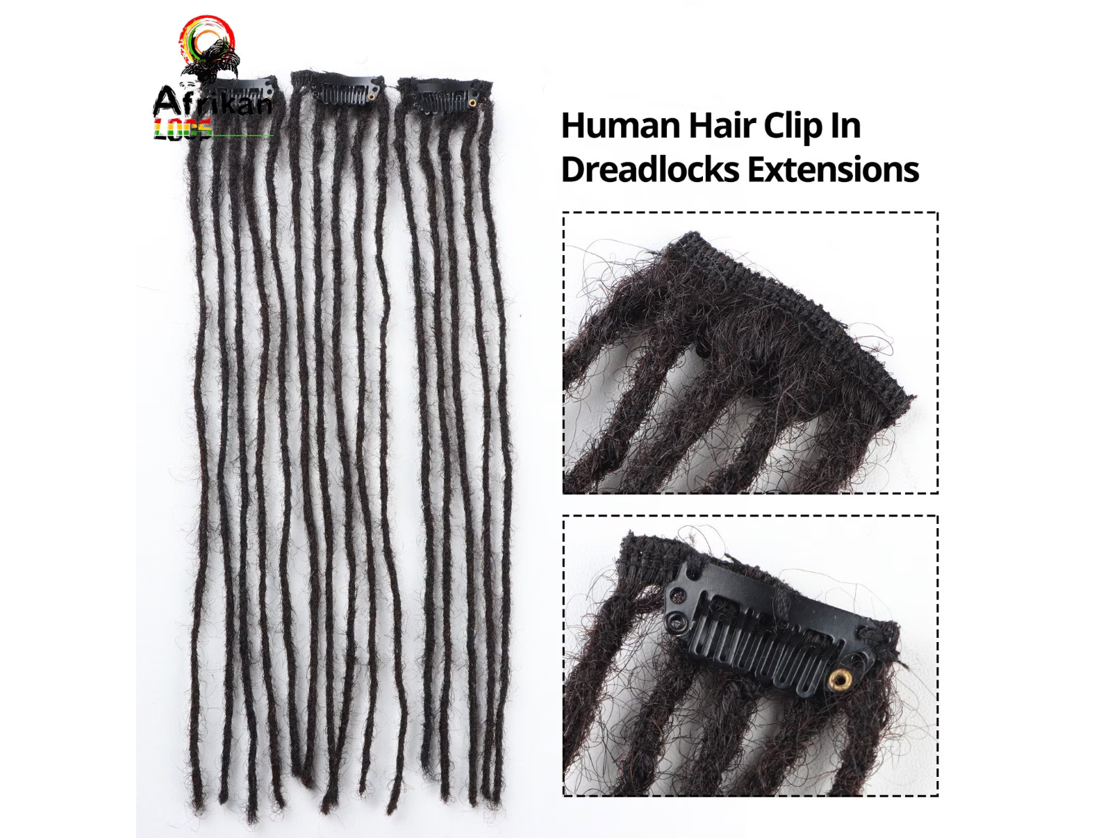 Human Hair 0.2cm Sisterloc /Microloc 5 Locs Per Clip On For Extra Volu ...